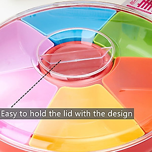 Dicunoy 2 Pack Divided Serving Trays with Lids, 13'' Veggie Tray Container Bowls, Relish Sectional Plastic Snack Tray with 7 Moveable Compartment for Candy, Appetizer, Fruit, Nuts, Parties