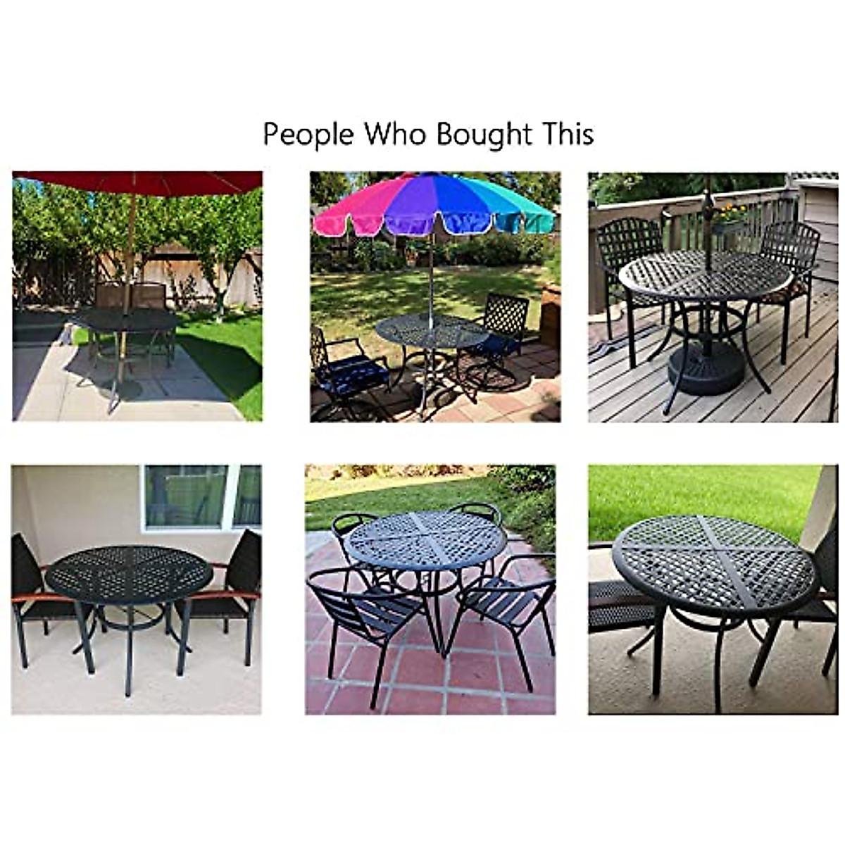 PatioFestival 42. 1" x 42. 1" x28. 3" Round Outdoor Dining Table Space Saving Patio Bistro Table with Umbrella Hole All Weather Steel Frame Metal in Black
