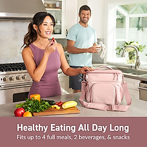 Bentgo® Prep Deluxe Multimeal Bag - Premium Insulation up to 8 Hrs with Water-Resistant Exterior & Interior, Extra Large Lunch Bag Holds 4 Meals & Snacks - Great for All Day Meal Prep (Blush)
