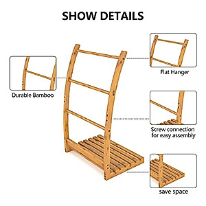 3 Tier Bamboo Towel Rack Stand Free Standing Blanket Rack with Bottom Storage Shelf for Bathroom Living Room 33.3x19.7x12.5 Inch