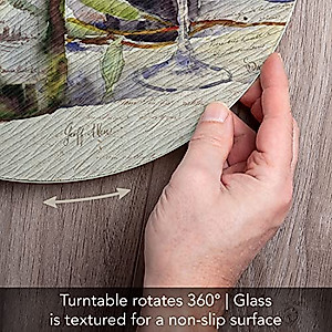 CounterArt Wine Tableau 4mm Heat Tolerant Tempered Glass Lazy Susan Turntable 13" Diameter Cake Plate Condiment Caddy Pizza Server