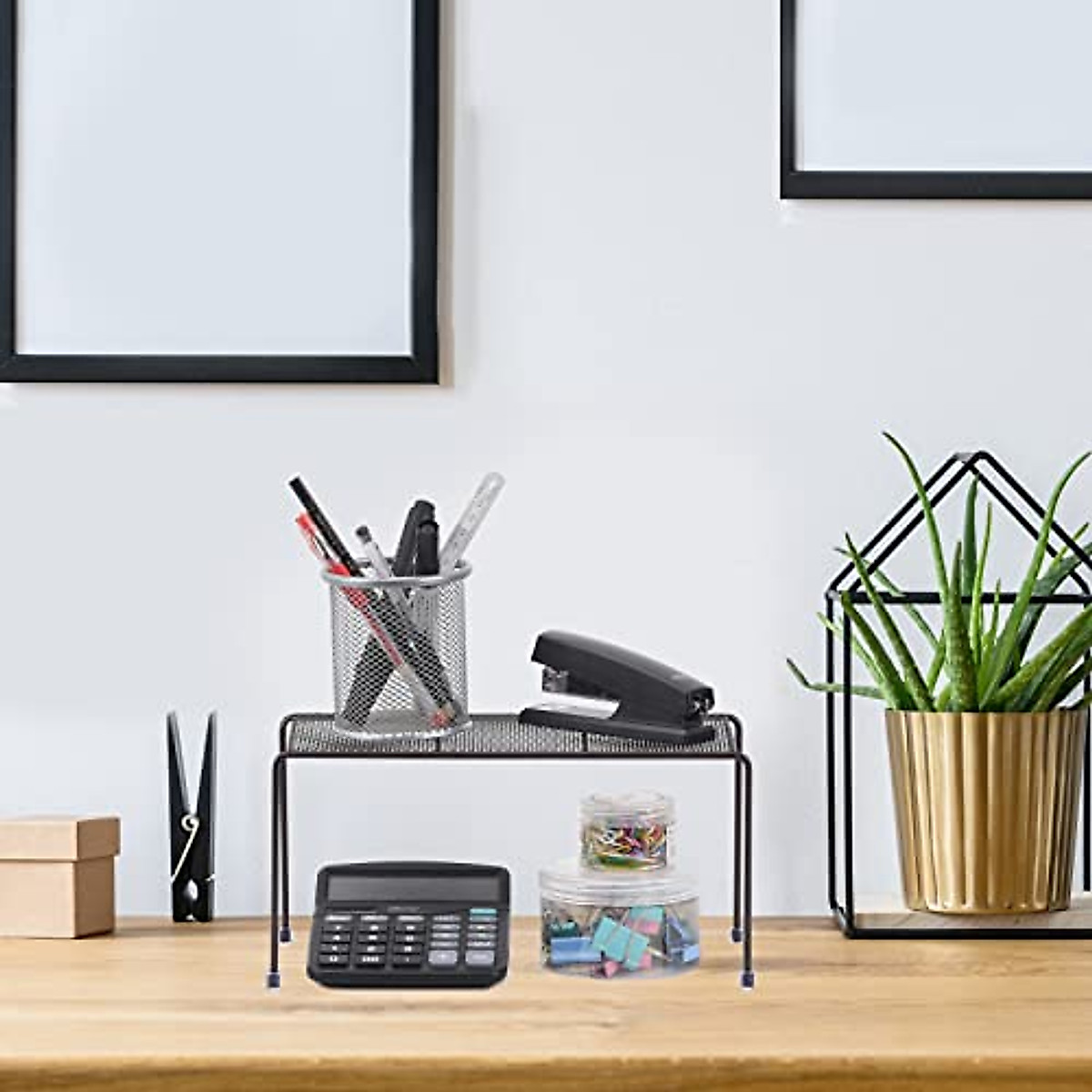 JBESUHI Mesh Kitchen Shelves,Cabinet Storage Shelf Rack, Cabinet Organization Mini Storage Shelf (Bronze, 6)