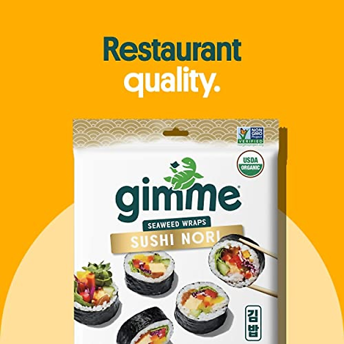 gimMe Organic Roasted Seaweed - Restaurant-style Sushi Nori Sheets - 0.81 Ounce