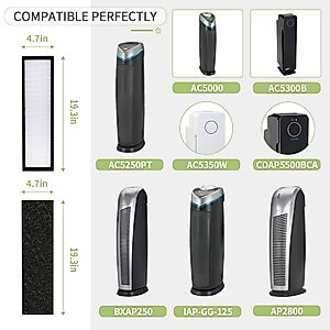 Nisreen Filter C FLT5000 Filter Compatible with Germ-Guardian True Hepa Filter Air Puri-fier AC5250PT AC5000E AC5300B AC5350W, 2 HEPA and 6 Pre-Filter