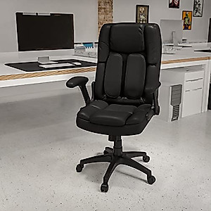 Flash Furniture Hansel Extreme Comfort High Back Black LeatherSoft Executive Swivel Ergonomic Office Chair with Flip-Up Arms
