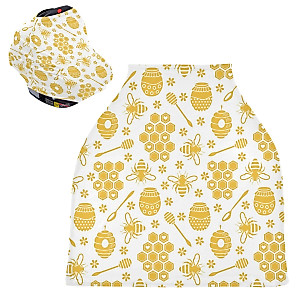 Nursing Cover Breastfeeding Scarf Honey Bee- Baby Car Seat Covers, Stroller Cover, Carseat Canopy (36)