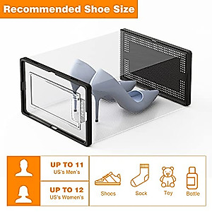 Fixwal Clear Shoe Storage Boxes Stackable, 12 Pack XL-Large Shoe Storage Organizers, Stackable Clear Plastic Boxes for Closet, 13.2 (L) x 10.1 (w) x 6.42 (H) Inch, Black