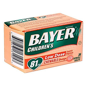 Bayer Chewable Low Dose Aspirin Orange - Value Pack, 36-Count Chewable Tablets (Pack of 9)