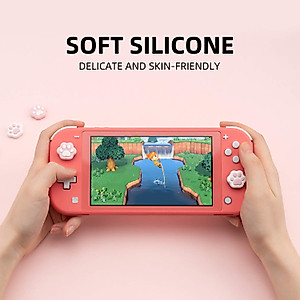 GeekShare Cat Paw Shape Thumb Grip Caps Soft Silicone Joystick Cover Compatible with Switch/OLED/Switch Lite,4PCS (Pink & Blue)