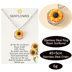 Kilener Sunflower Necklaces for Women Inspirational Sunflower Gifts for Women Christmas Birthday Gift for Daughter Best Friends Motivation Sunflower Necklace