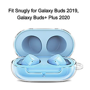 Fintie Case for Samsung Galaxy Buds Plus (2020) / Samsung Galaxy Buds (2019), Protective Hard Cover Skin with Keychain Carabiner Support Wireless Charging (Crystal Clear)