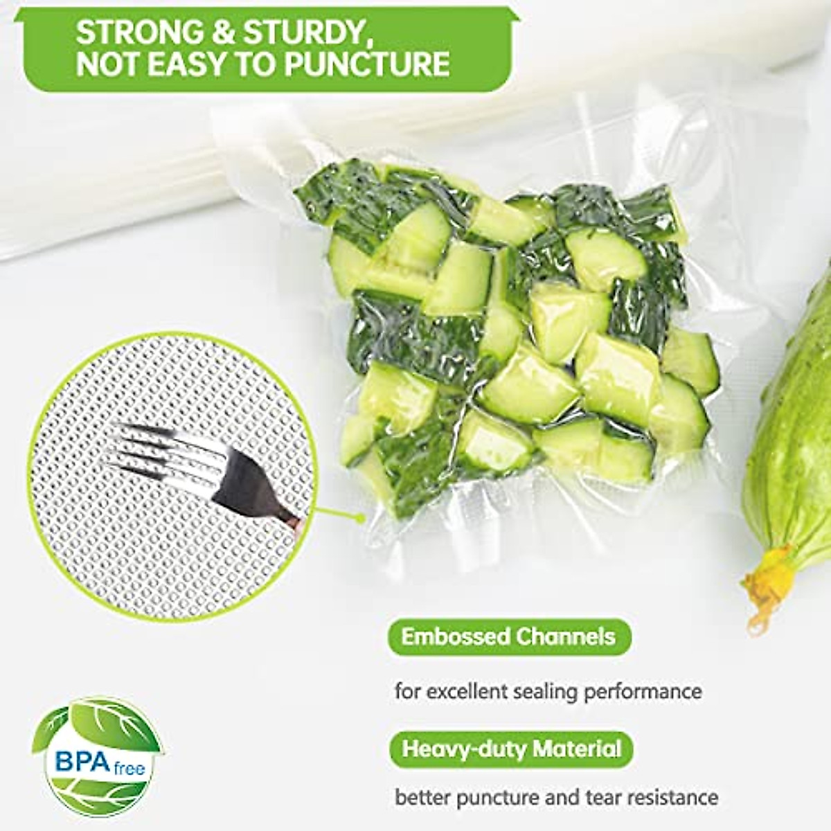 Vacuum Sealer Bags, 7 Rolls Food Storage Bags Rolls with 1 Marker & 80 Labels, BPA Free Commercial Grade Food Seal Bag for Microwave, Sous Vide, Freezer Food Storage - 6 Inch | 8 Inch | 10 Inch | 11 Inch Width (10 Feet Length)