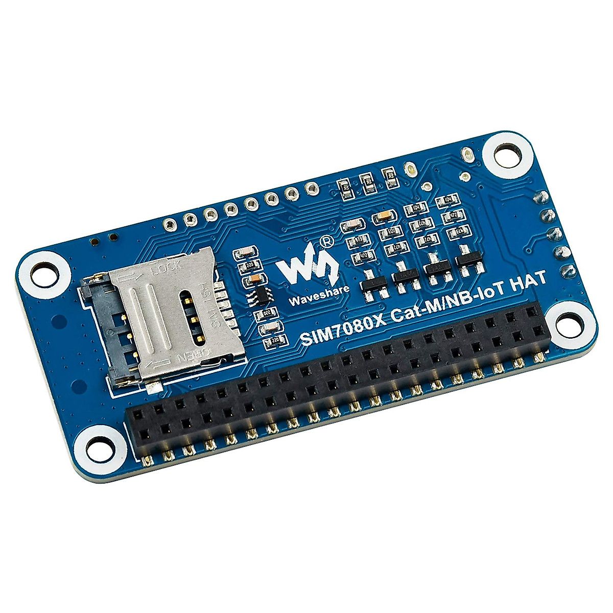 NB-IoT/Cat-M(eMTC)/GNSS HAT for Raspberry Pi 4B/3B+/3B/2B/B+/A+/Zero/Zero W Based on SIM7080G,Globally Applicable,Onboard USB Interface and Voltage Translator SIM Card Slot Support ONLY 1.8V SIM Card