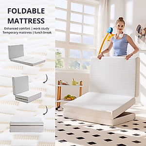 CH CHARME HOUSE Folding Mattress, 4 inch Trifold Mattress Topper with Washable Cover and Storage Bag, Non-Slip Bottom, CertiPUR-US Certified-Full Size (75" x 54" x 4")