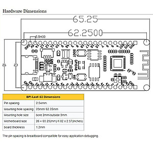 Banana Pi BPI-Leaf-S3 ESP32-S3 Development Board 2.4GHz Dual-Mode Single Board Computer with 10uA Power Consumption for IoT Connectivity Support ESP-IDF and Micropython (3PCS)