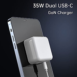 35W Dual USB-C Port Compact Power Adapter, BD&M USB C Fast Charging Block, ​​​​​​PD 3.0​​​​ Wall Charger for iPhone 14/13 Pro/13 Pro Max/12/11/iPad/MacBook Air/Samsung/Galaxy S22/S21/Pixel 6 &. More