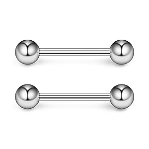 Ruifan Grade 23 Titanium Internally Threaded Nipple Shield Barbell Ring Bar Body Piercing 14G 1/2Inch 2PCS