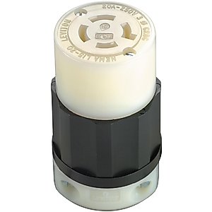 Leviton 2423 20 Amp, 250 Volt 3-phase, NEMA L15-20R, 3P, 4W, Locking Connector, Industrial Grade, Grounding - Black-White
