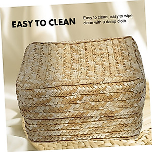 SOESFOUFU Table Trays Decorative Wicker Storage Baskets 1pc Straw Storage Basket Books Child Rectangle Wicker Wedding Basket Rattan Storage Basket