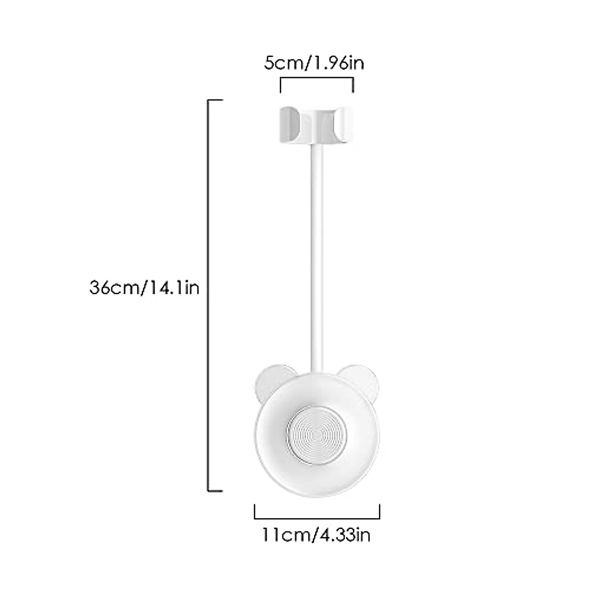 Adjustable Hands Free Hair Dryer Holder Stand - 360 Degree Rotation Blow Dryer Rack for Hair Drying, Universal Modern Wall Mounted Hair Dryer Bracket, White