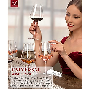 LUNA & MANTHA Red Wine Glasses | Set of 4 | Premium Crystal Wine Glass | Hand-Blown Long Stem Burgundy Wine Glasses | 18Oz | Martini Set Gifts for Wedding, Anniversary, Birthday|Clear