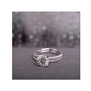 1.85 Carat (ctw) Lab-Created Moissanite Engagement Bridal Wedding Ring Set 14K White Gold with Diamonds 1/4 Carat (ctw)