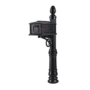 Architectural Mailboxes Stratford Plastic Mailbox and Post Kit, SC000BAM, Black, Medium Capacity