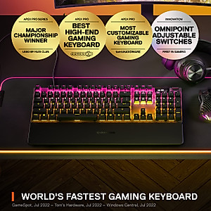 SteelSeries Apex Pro RGB Backlit Gaming Keyboard with Mechanical Switches and OLED Smart Display (Renewed)