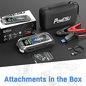 Portable Car Battery Jump Starter - 1500A Peak 12800mAh (Up to 7.5L Gas or 6.0L Diesel Engine) 12V Auto Battery Booster Portable Power Pack with Indicator Light Jumper Cables, QC 3.0 and LED Light