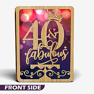 40th Birthday Cards For Women - | Made From Real Bamboo | 6" X 4.5" - 1 Pack (Envelope Included) | Laser Cut, Party Themed 40th Birthday Card For Wife, Mom, Aunt, Sister, Friend, Her etc.