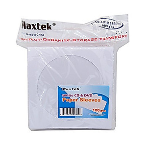 100 Pack Maxtek Premium Thick White Paper CD DVD Sleeves Envelope with Window Cut Out and Flap, 100g