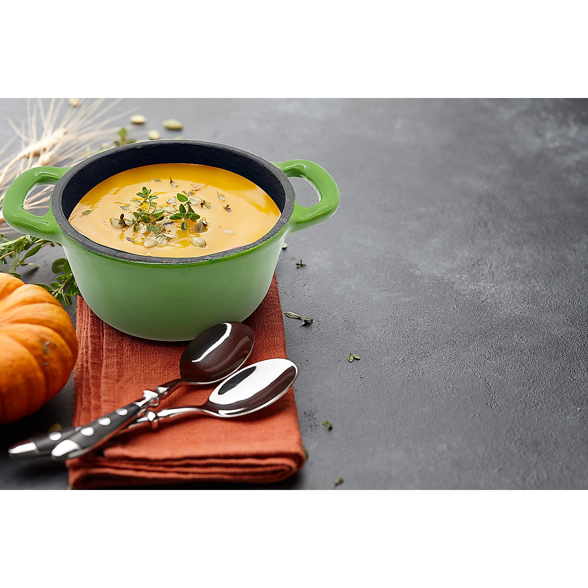 RJ Legend Mini Dutch Oven Pot Set of 3 - Enamel Surface, Non-Stick Cast Iron Cookware - Ideal Gift for Your Friends & Family - Blue, Green, White