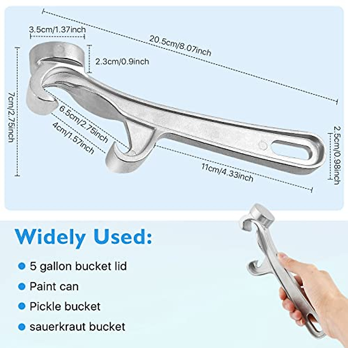 Worldity 2Pcs Aluminum Bucket Opener, Durable Paint Can Opener, Bucket Opener Tool 5 Gallon Open Buckets and Paint Cans with Ease, Perfect for Home Industrial Use
