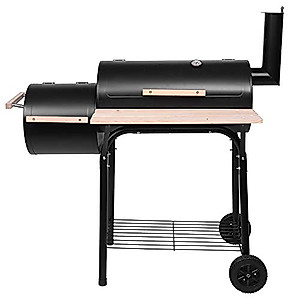 Charcoal Grill Outdoor BBQ with Offset Smoker Thermometer and Adjustable Damper Portable Barbecure Grill for Outdoor Garden Patio and Backyard Cooking(Ship from US)
