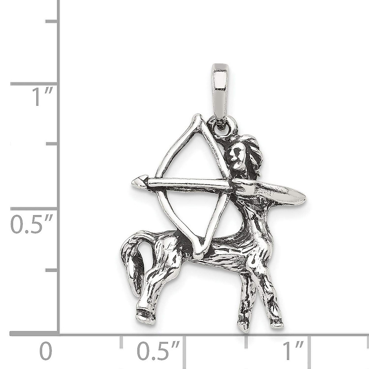 Jewelry Stores Network Sagittarius Centaur Archer Zodiac Sign Pendant In 925 Sterling Silver 22 mm x 19 mm