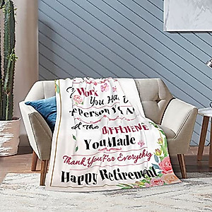 TBUWHZU Retirement Gifts for Women, Happy Retirement Gift Blanket, Funny Retired Gifts for Coworkers Women, Goodbye Gifts, Going Away Gift for Coworkers, Coworker Leaving Gift Blanket,60x50in