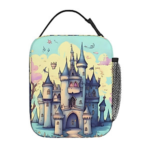 YAzgaN Fairytale Castle Insulated Lunch Bag For Men Women Adults,Small Lunchbox For Work,Picnic Portable Small Reusable Lunch Box Container For Office,Outdoors,On The Go.