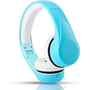 KPTEC Kids Headphones, Wired Girls Headphone with Microphone 93dB Volume Limited, On-Ear Foldable Headset for School Students/Toddler/Children/iPad/Tablet, 3.5mm Jack, Pink