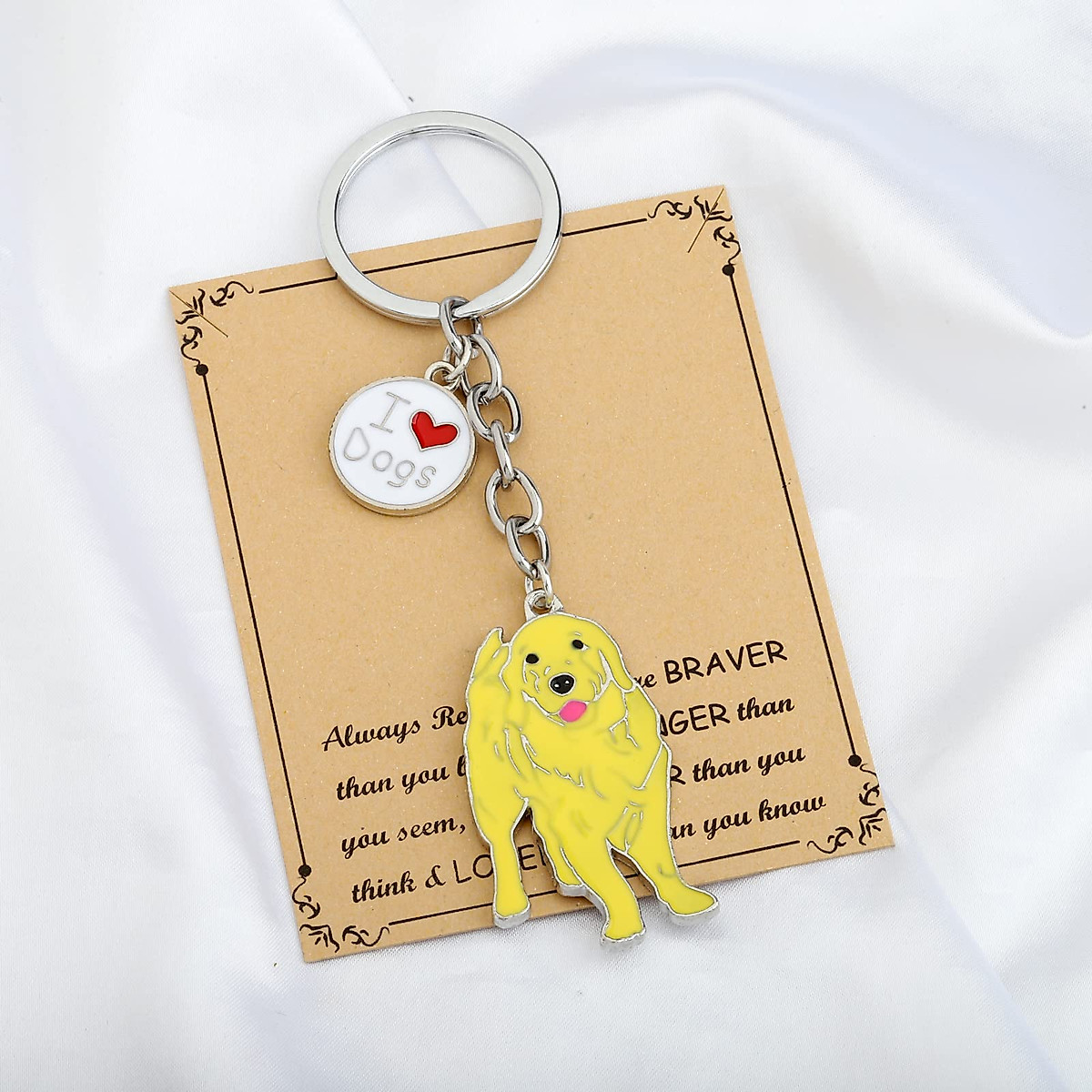 FUSTMW Golden Retriever Keychain Gifts Golden Retriever Dog Lover Owner Gifts Golden Retriever Charm Keyring Dog Mom Dad Gifts (Silver)