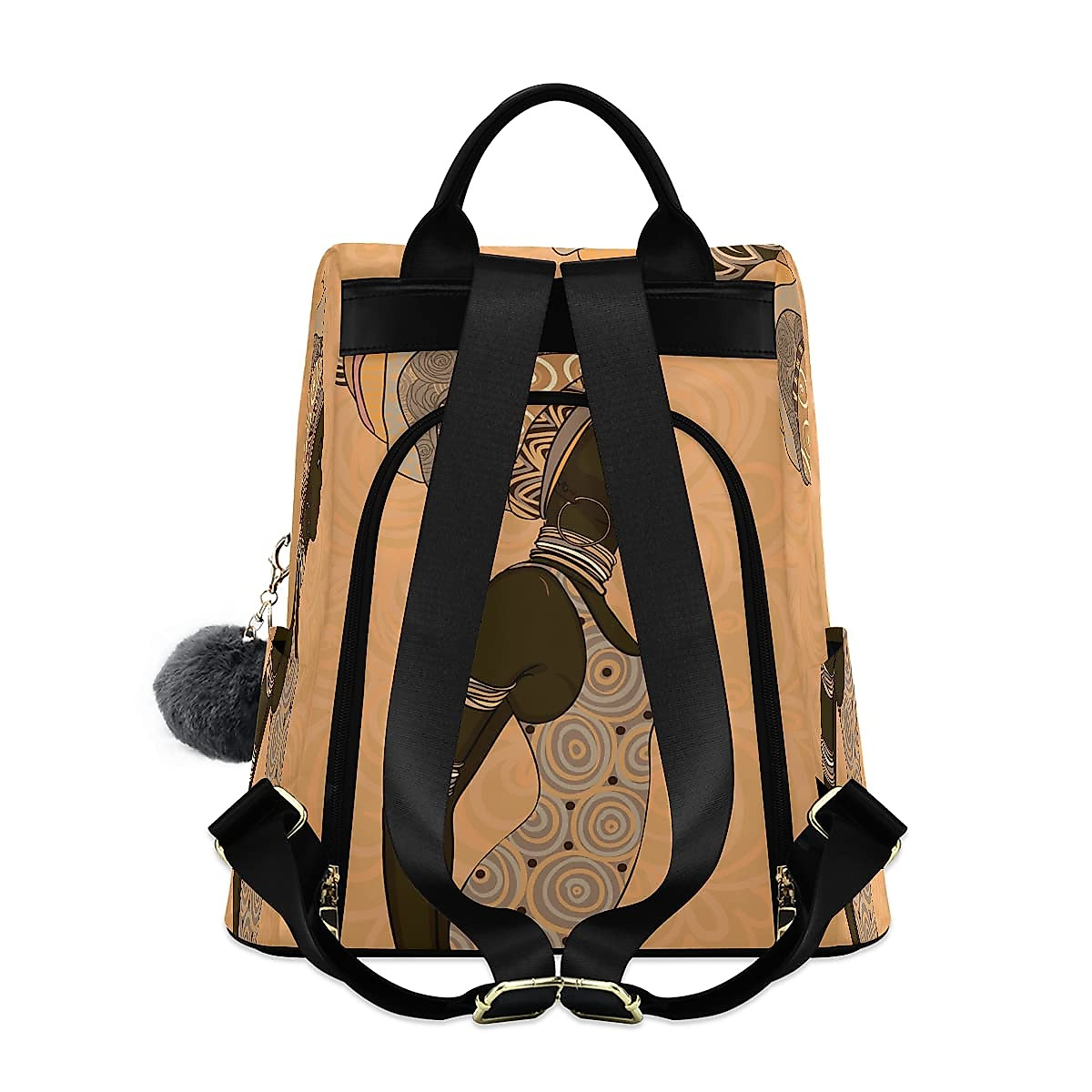 ALAZA Beautiful African American Woman in Turban Backpack with Keychain for Woman Ladies