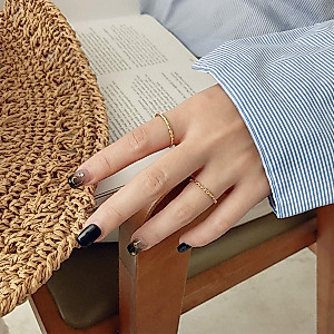 Thin Twist Ring 925 Sterling Silver Braided Infinity Twisted Gold Stacking Pinky KnuckleThumb Middle Finger Wedding Ring Band Size 7.5