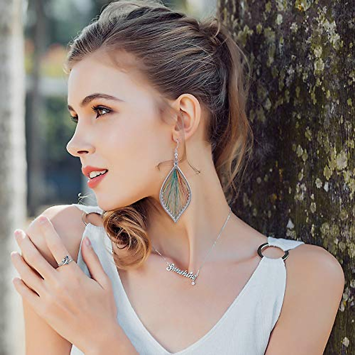 Earrings for Women Colorful Layered Tassel Earrings Bohemian Dangle Drop Tiered Tassel Druzy Stud Earrings Women Gifts