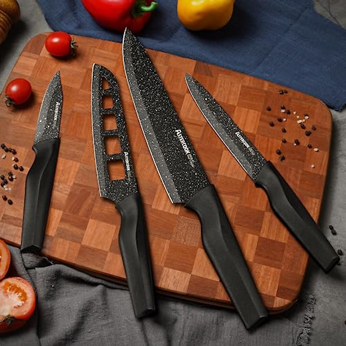 Knife Set, 6 Piece Kitchen Knife Set, High Carbon German Stainless Steel Knives Set, Non-stick Coating, Ultra Sharp, Dishwasher Safe