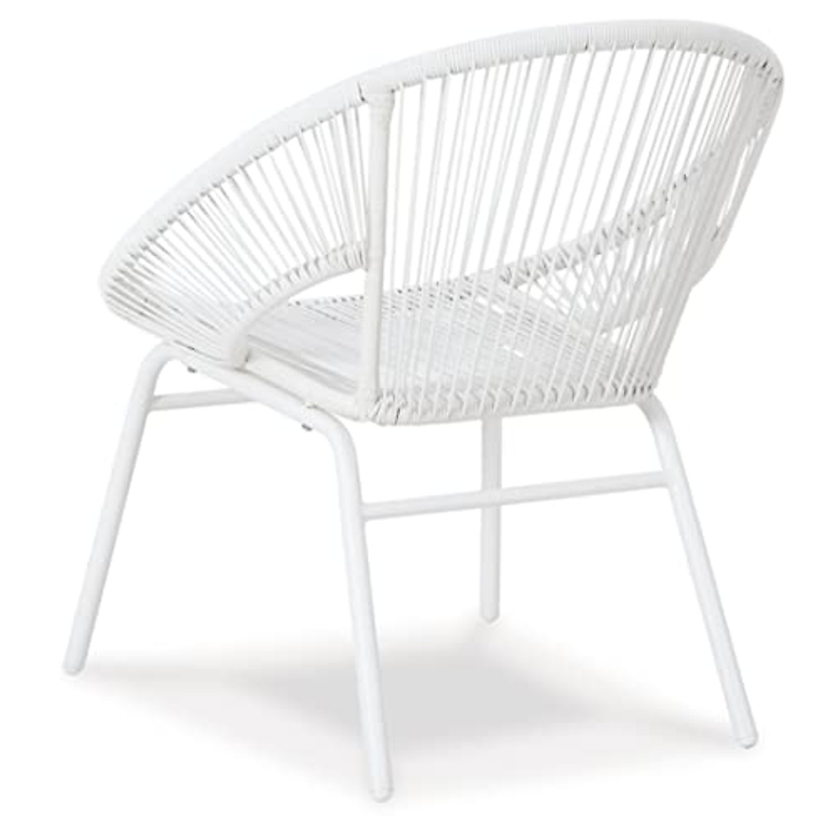 Signature Design by Ashley Mandarin Cape Casual All-weather Resin Wicker Outdoor Chairs with Table Set, Set of 3, White