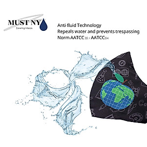 Must NY 3PC - Pack of 3 Teachers Face Mask and Lanyard Reusable Cover | Breathable Bandanna with Filter Slot | Inside Layer Cotton 100% | Men Women | Back to School