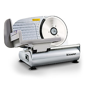 Kitchener Meat Slicer for Deli Cuts, Bread, & Cheese, Electric, 7.5" Stainless Steel Blade, Safety Guard, 120VAC Belt Driven