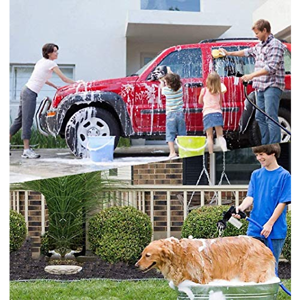 Hjkiopc Garden Hose Nozzle Adjustable Hose Spray Nozzle High Pressure 8 Watering Pattern with 3.5Oz Soap Sprayer Power Garden Water Hose Foam Nozzle Sprayer for Car Washing Pet Shower