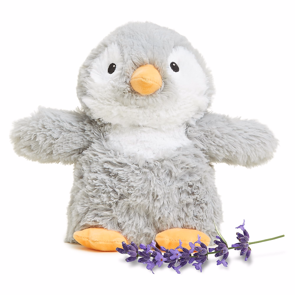 warmies Microwavable & Weighted Stuffed Animals, Gray Penguin - Heated Stuffed Animal Plushie for Warmth & Comfort - Cute Soft Plush Toys for Adults & Children (Boys, Girls, Babies & Toddlers)