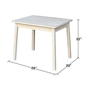 IC International Concepts Child's Table, Solid Wood Craftsmanship, Perfect for Arts, Crafts, Homework & Play, Easy to Assemble, Customize with Paint or Stain - Unfinished