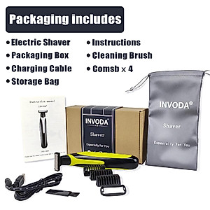 INVODA Electric Shaver for Men Rechargeable Razors Face and Body One Blade Trimmer Waterproof Wet & Dry